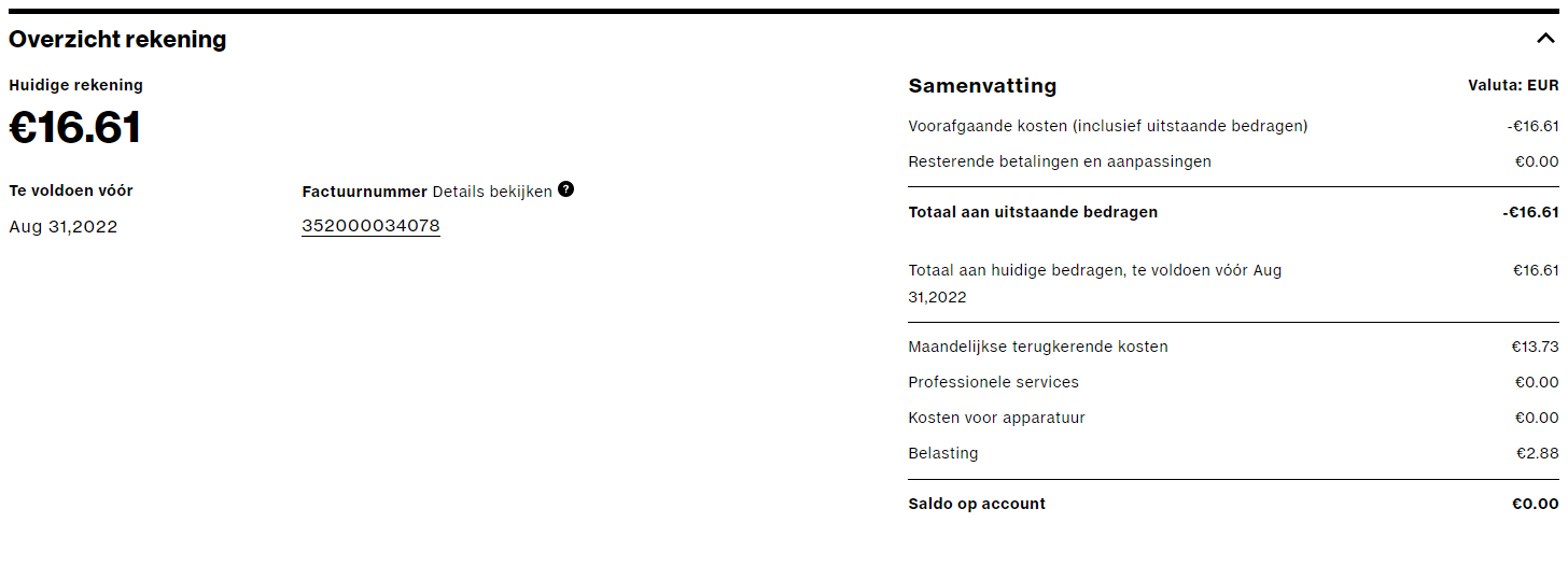 Uw factuurgegevens bekijken – Reveal-Helpcenter