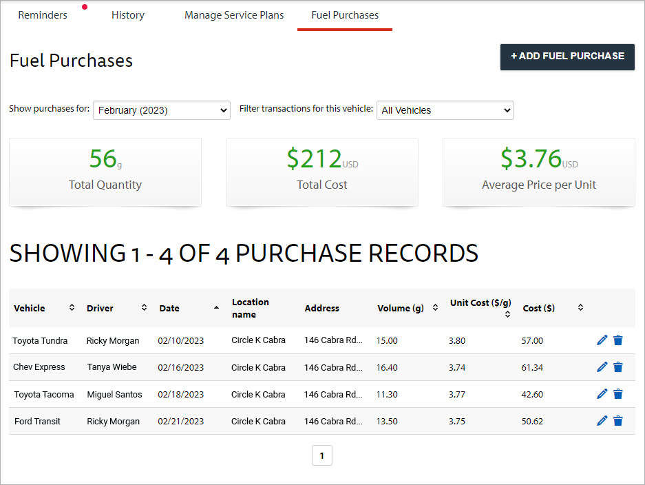 View and add fuel purchases – Reveal Help