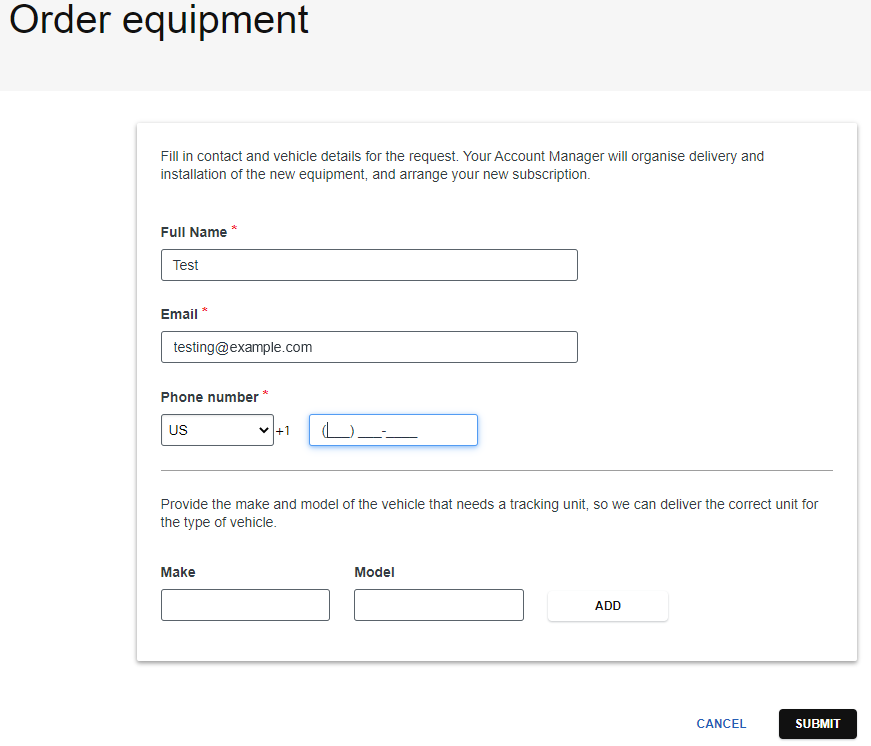 Order equipment – Reveal Help
