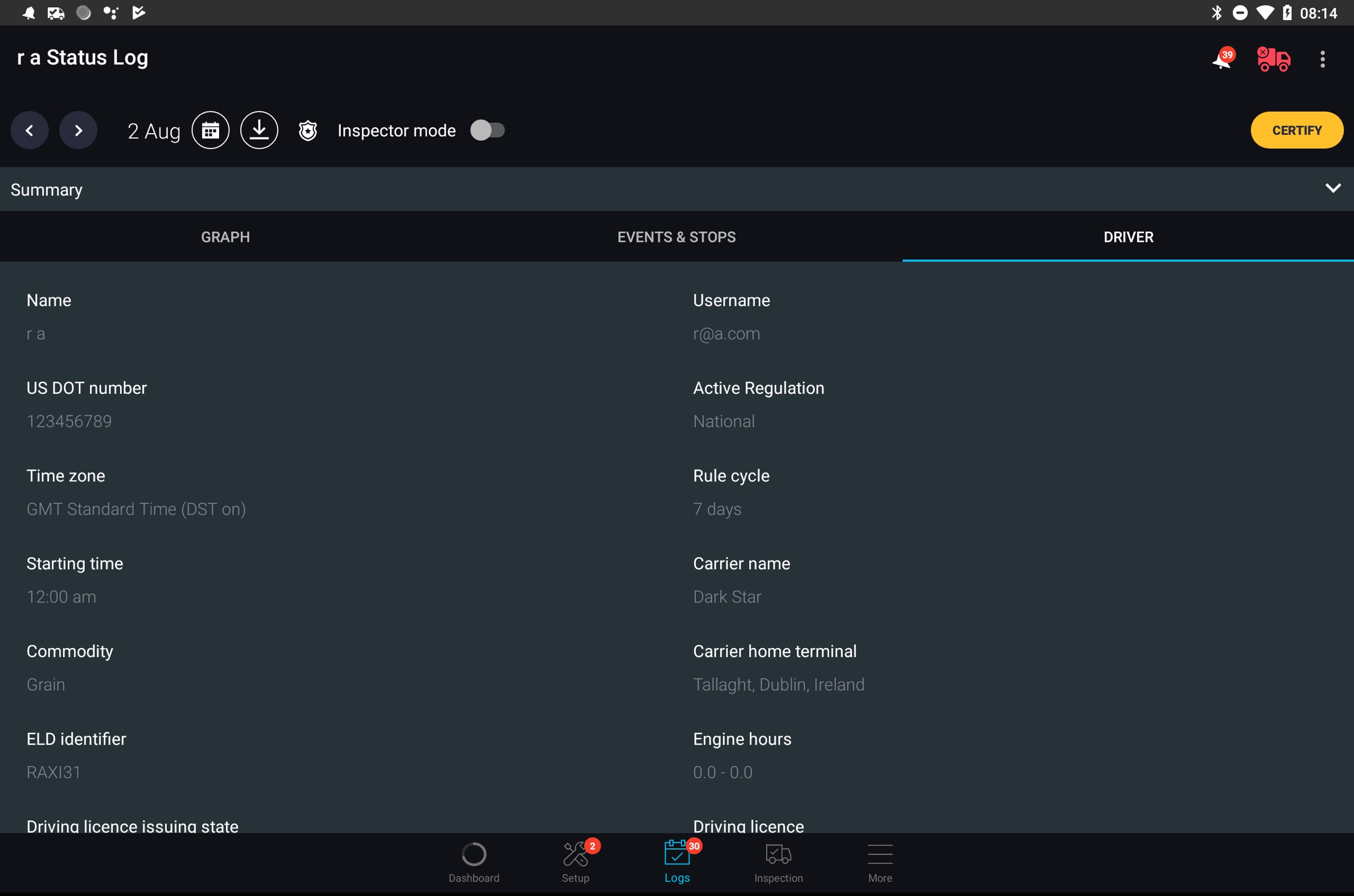 View your ELD logs – Reveal Help