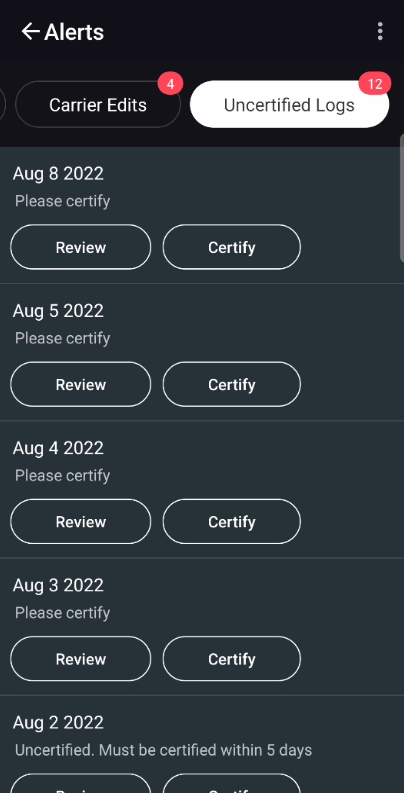 Certify your ELD logs – Reveal Help