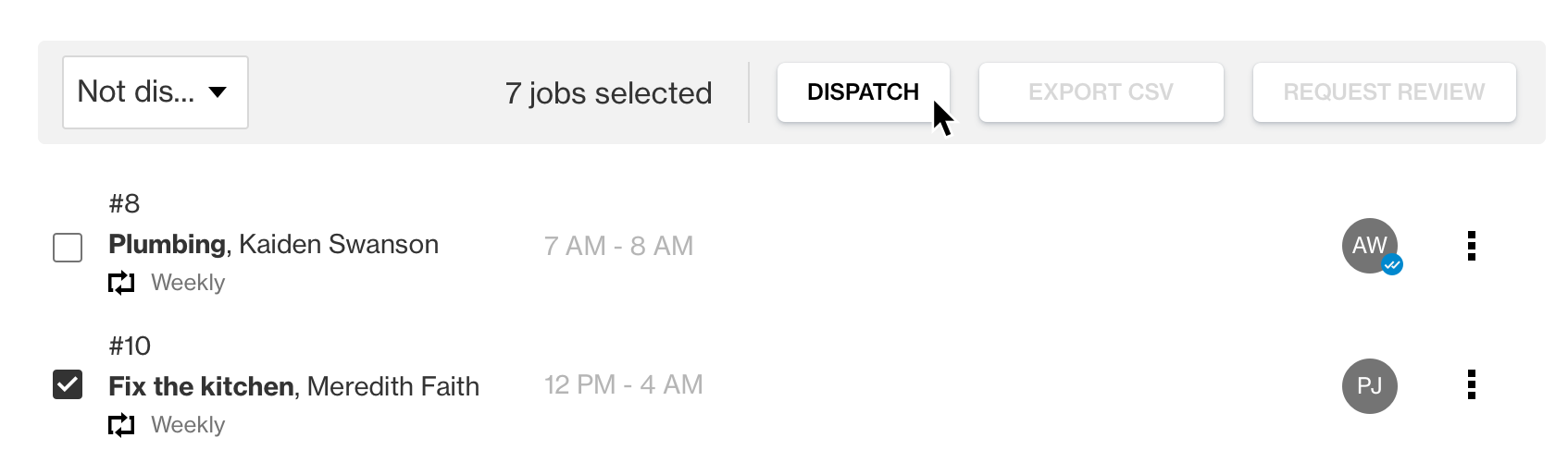 Dispatch multiple jobs – Reveal Help