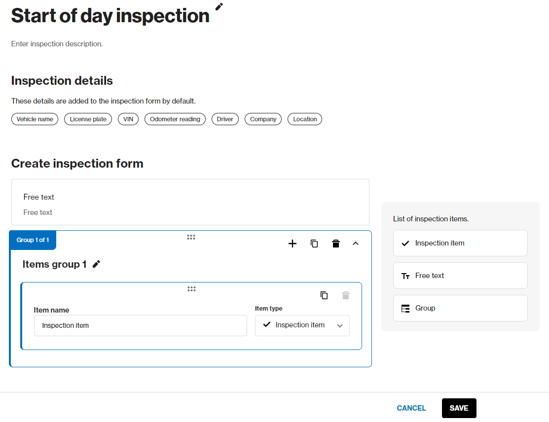 Create a new inspection form – Reveal Help