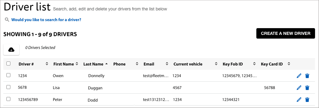 Assign key fobs to drivers – Reveal Help