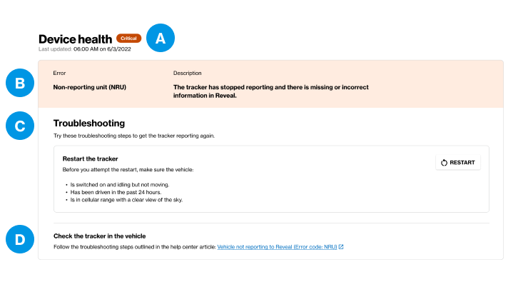 View the "Device details" page – Reveal Help